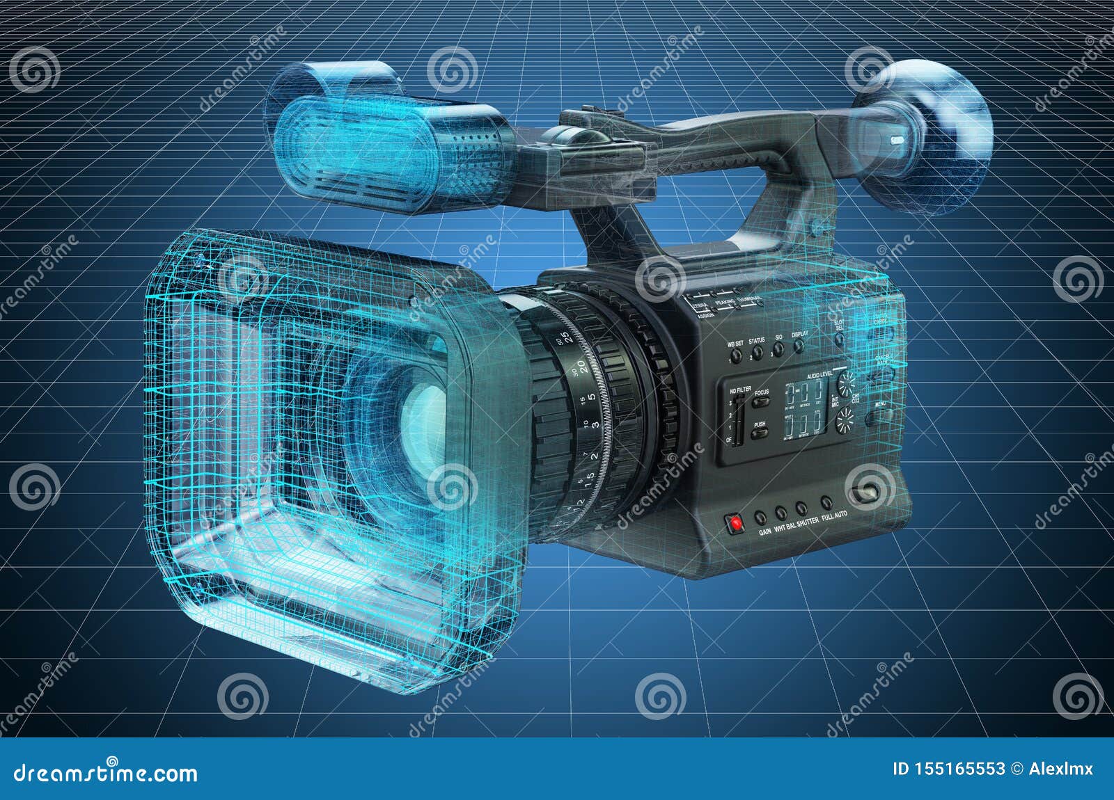 Visualization 3d Cad Model of Professional Video Camera, Blueprint. 3D ...