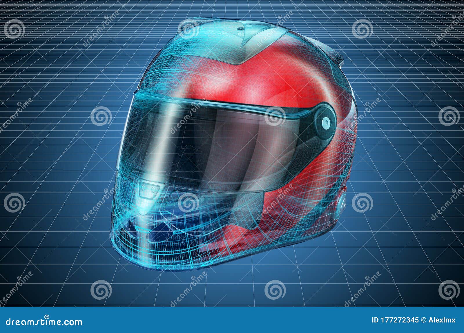 Visualization 3d Cad Model of Racing Helmet. 3D Rendering Stock ...
