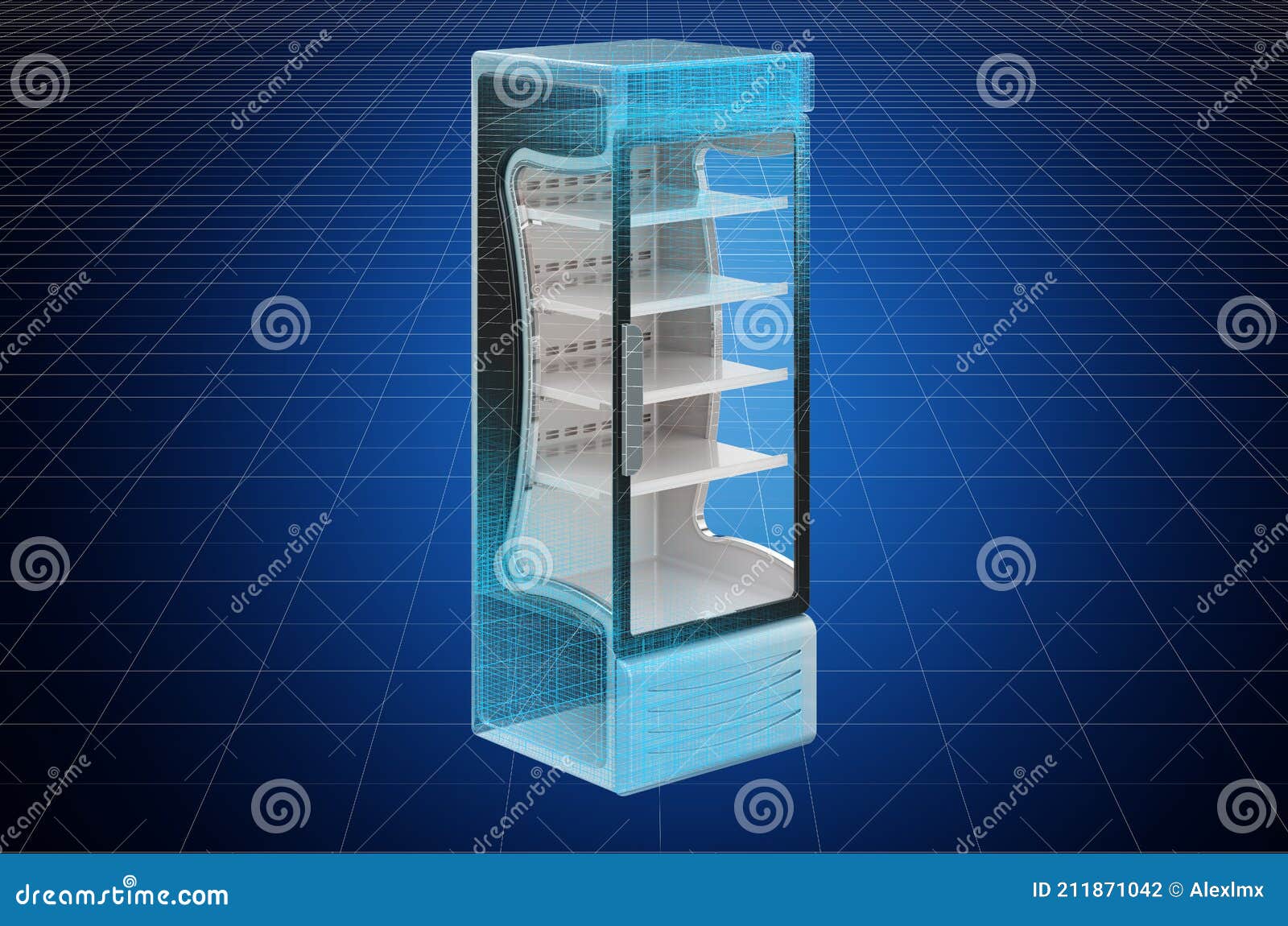 Visualization 3d Cad Model of Refrigerated Display Case, Showcase ...