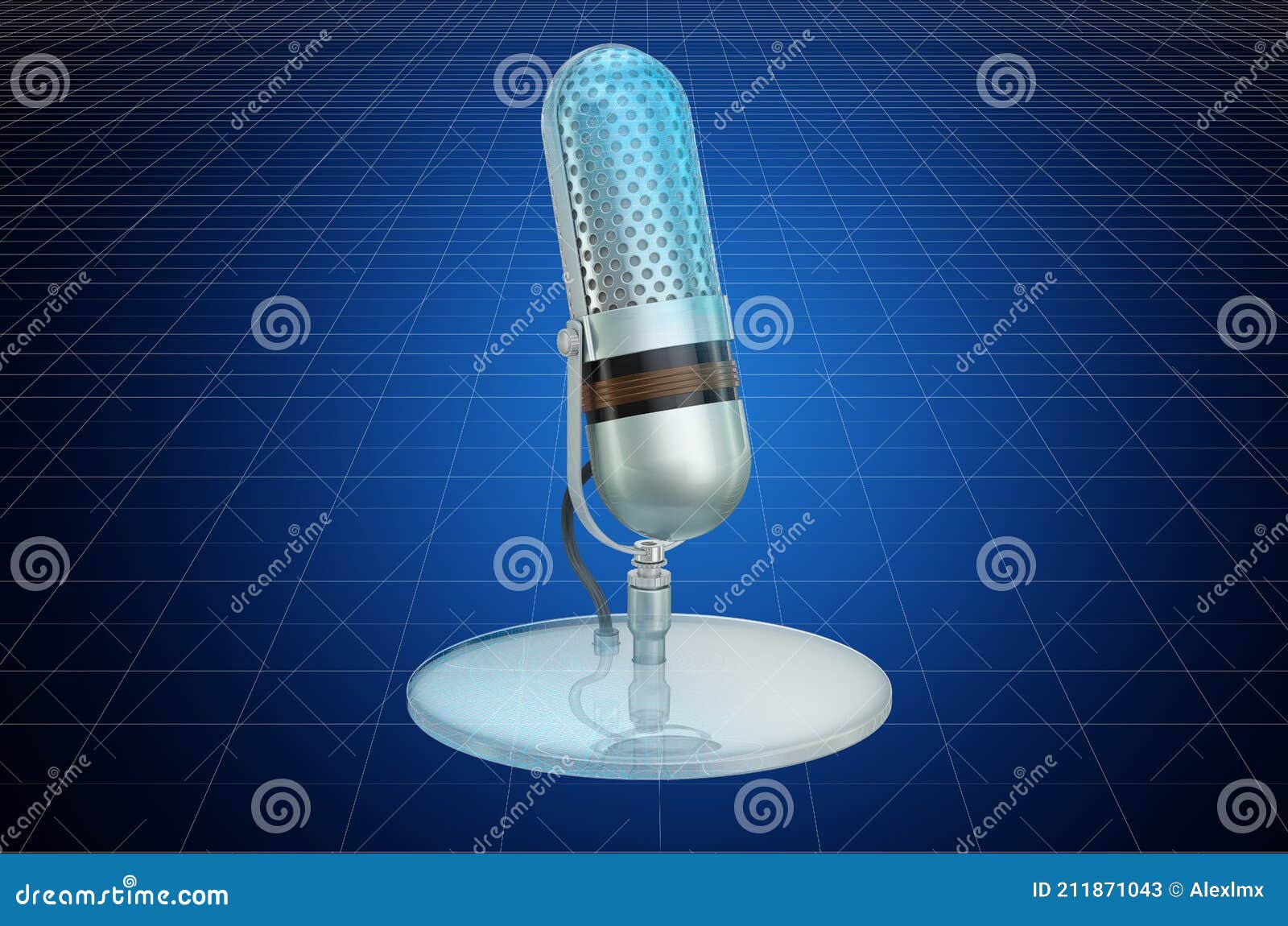 Visualization 3d Cad Model of Retro Microphone Blueprint. 3D Rendering ...