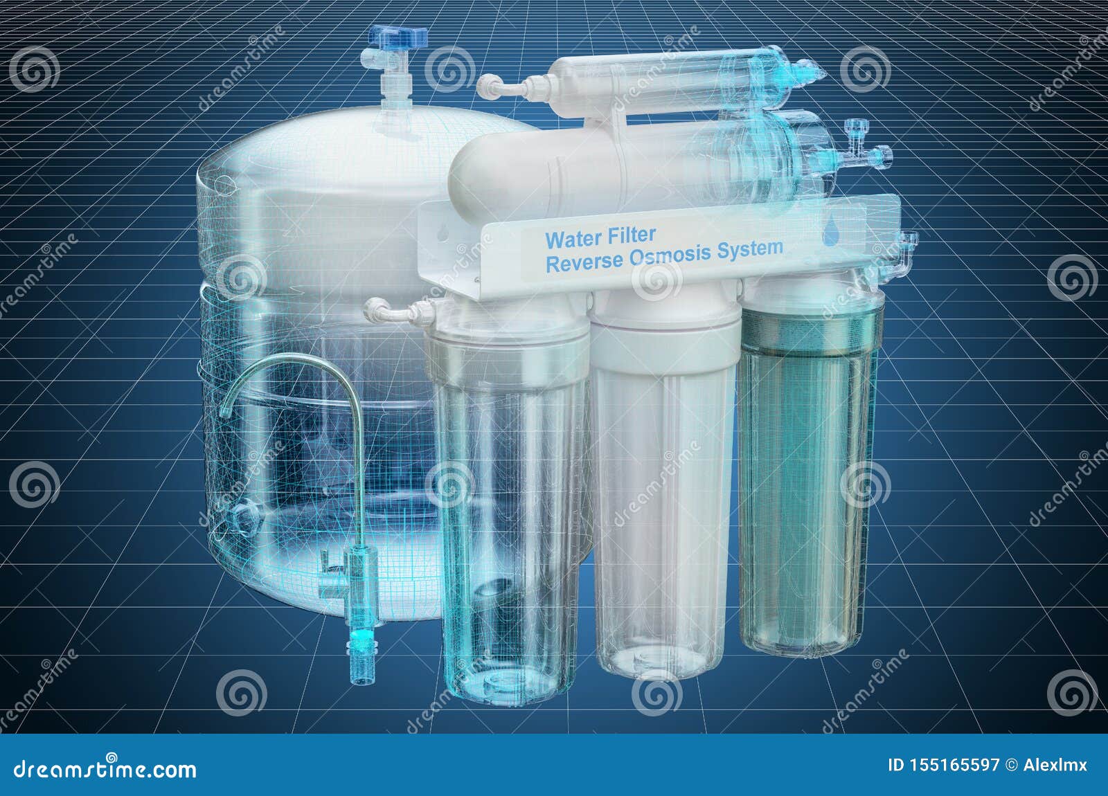 Visualization 3d Cad Model of Reverse Osmosis System, Blueprint. 3D ...