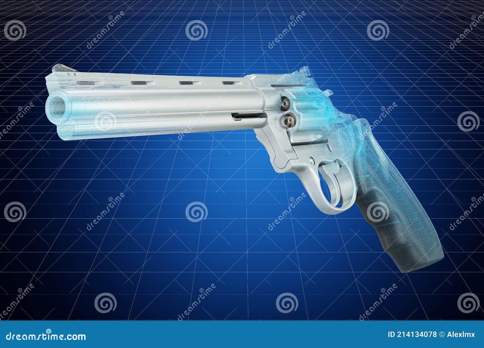 Visualization 3d Cad Model of Revolver, Blueprint. 3D Rendering Stock ...