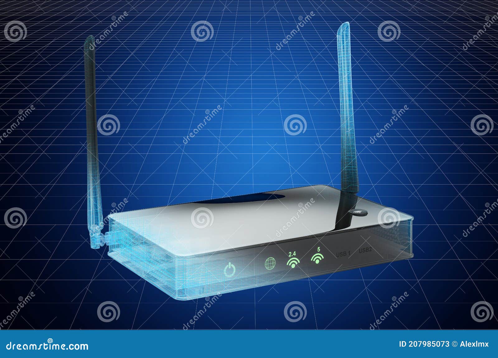 Visualization 3d Cad Model of Router, Blueprint. 3D Rendering Stock ...