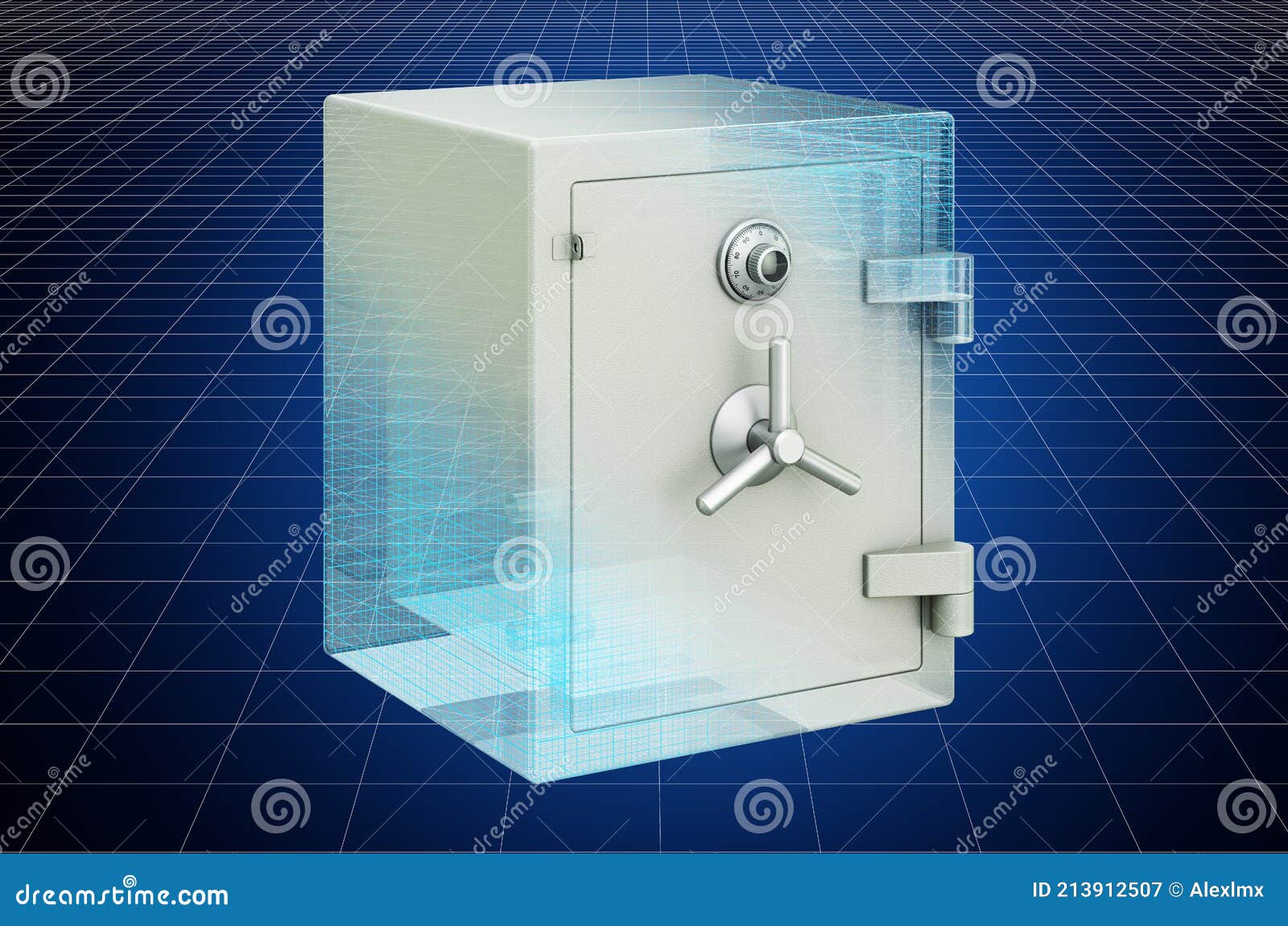 Visualization 3d Cad Model of Safe Box Combination, Blueprint. 3D ...