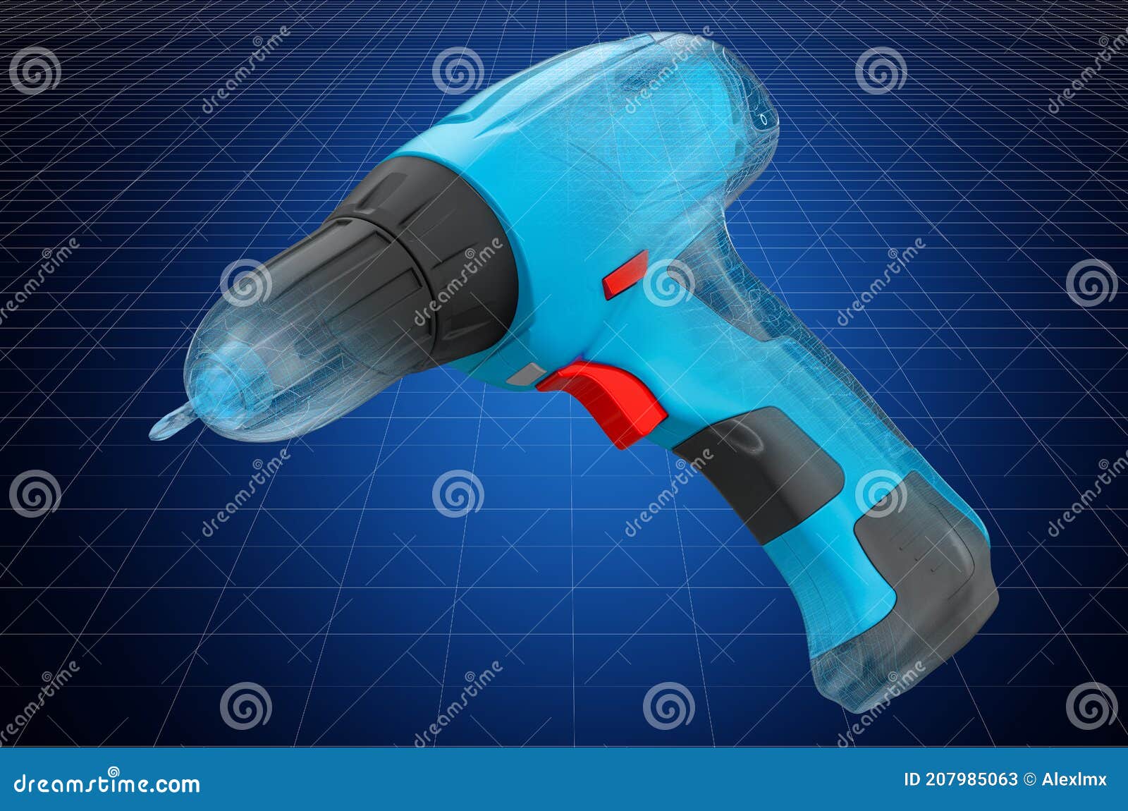 Visualization 3d Cad Model of Gun, Blueprint. 3D Rendering Stock ...