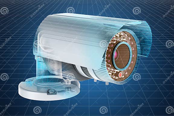 Visualization 3d Cad Model of Security Camera, 3D Rendering Stock ...