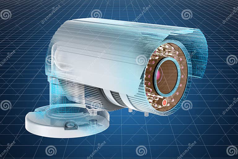 Visualization 3d Cad Model of Security Camera, 3D Rendering Stock ...