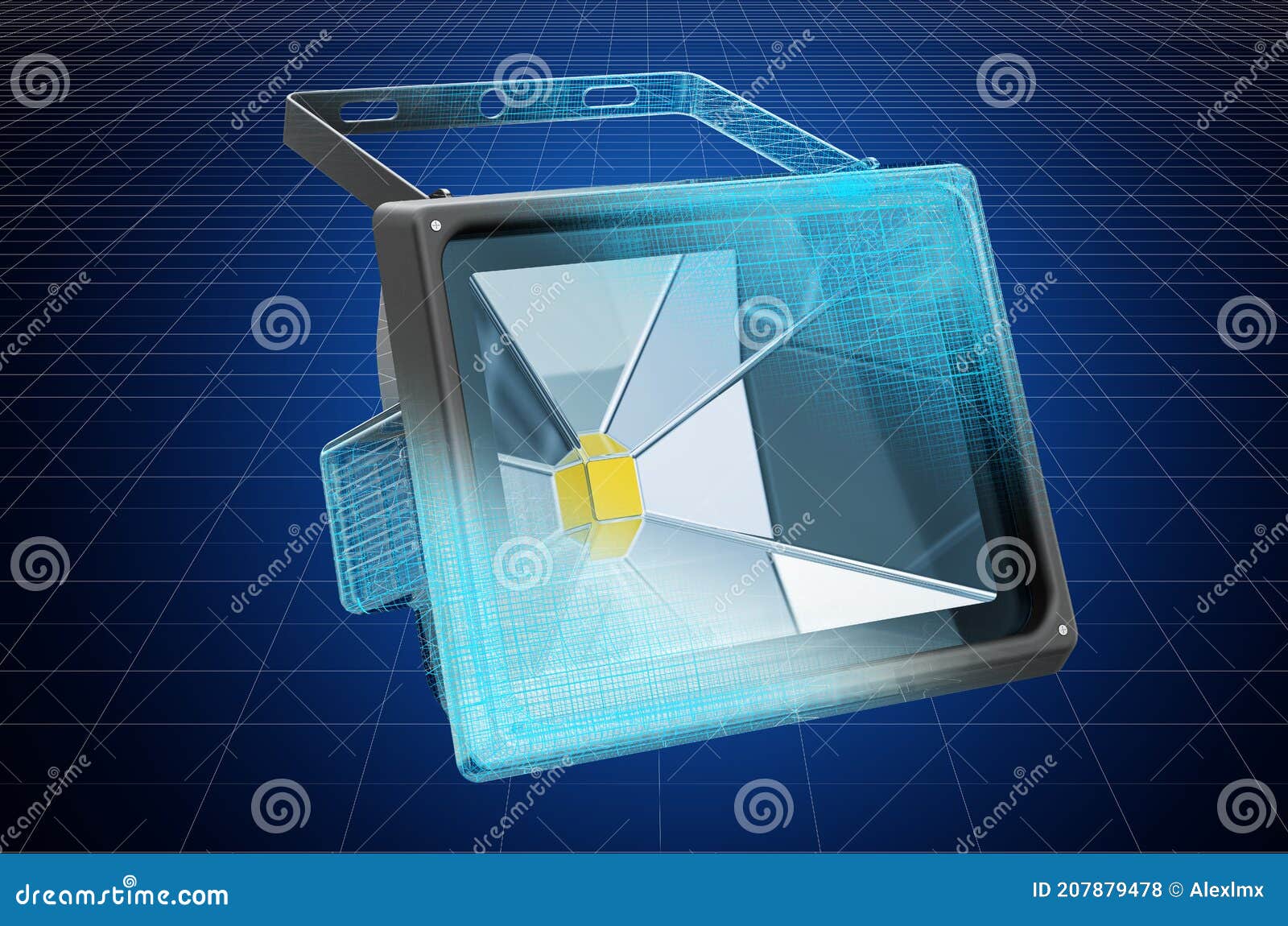 Visualization 3d Cad Model of Spotlight LED, Blueprint. 3D Rendering ...
