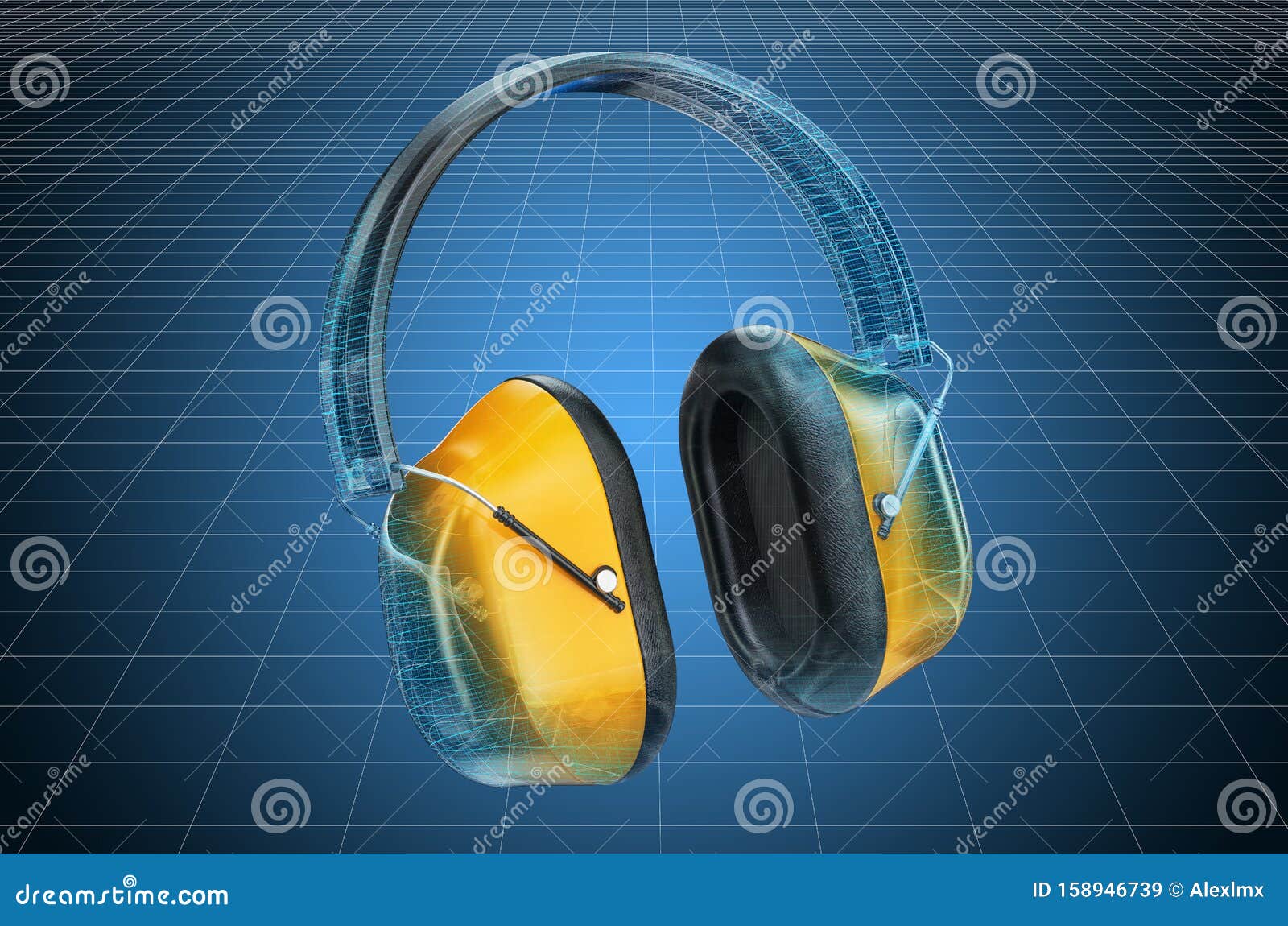 Visualization 3d Cad Model of Standard Ear Defenders, Blueprint. 3D ...