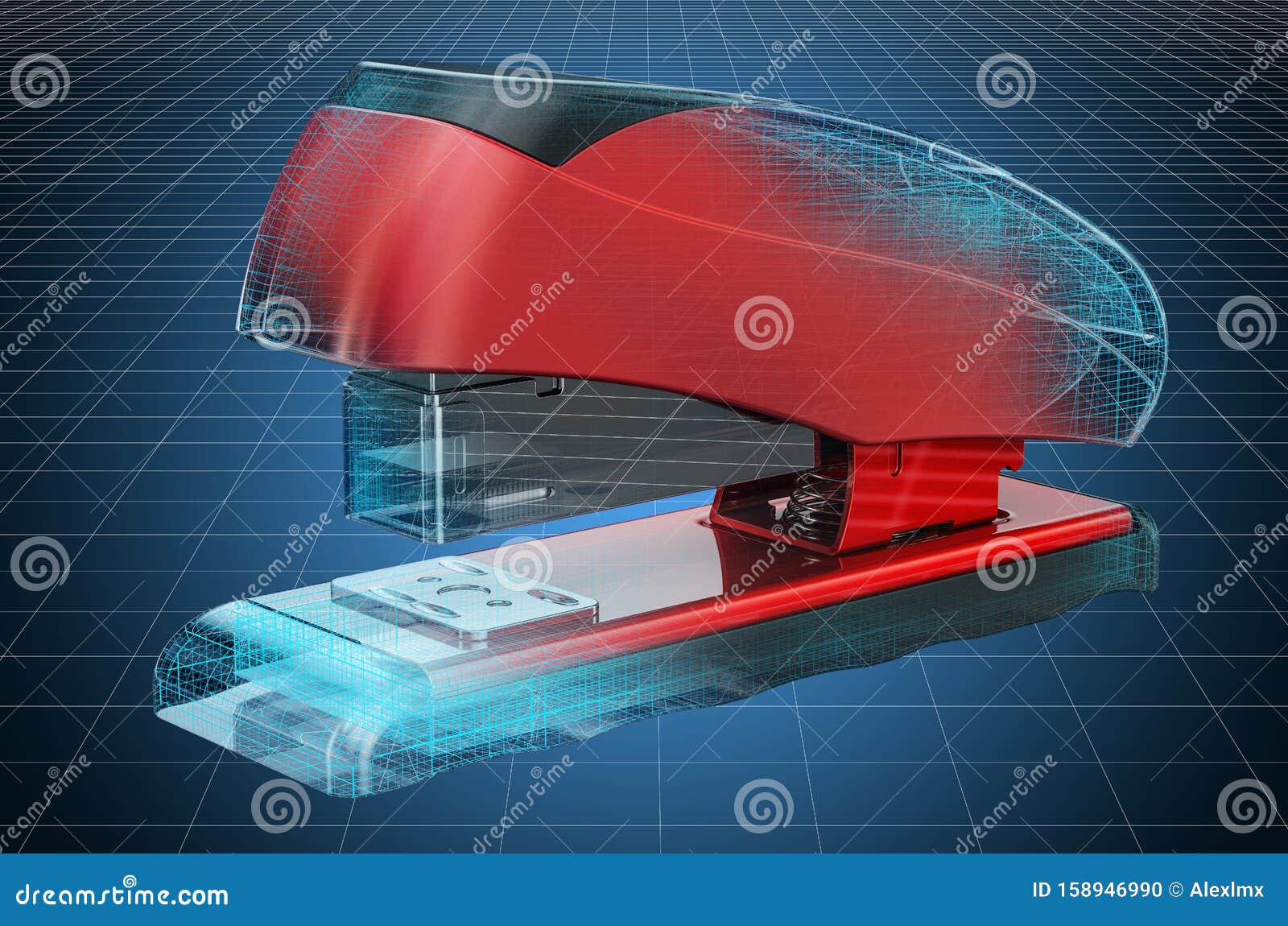Visualization 3d Cad Model of Stapler, Blueprint. 3D Rendering Stock ...
