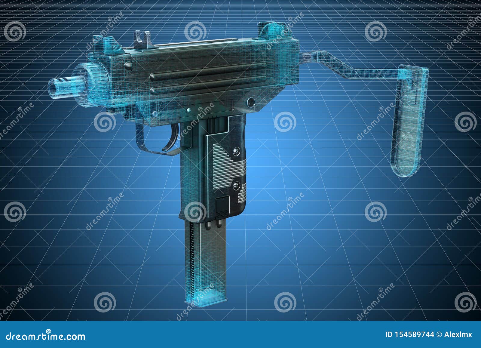 Visualization 3d Cad Model Of Submachine Gun, Military Engineering ...