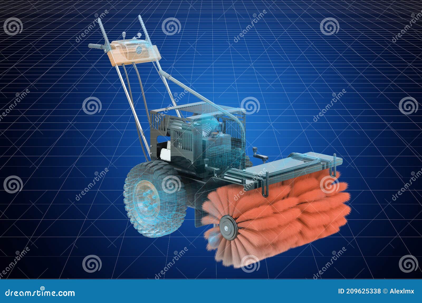 Visualization 3d Cad Model of Sweeper Power Brush Snow Blower Broom ...