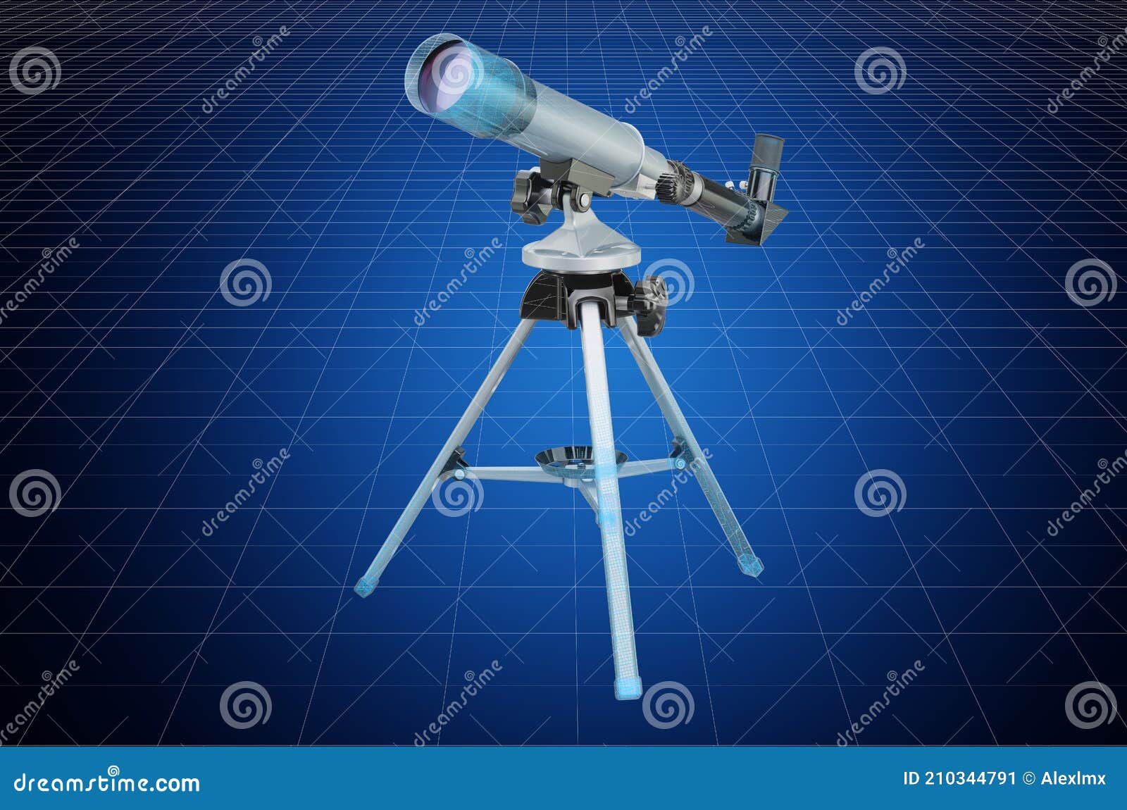 Visualization 3d Cad Model of Telescope, Blueprint. 3D Rendering Stock ...