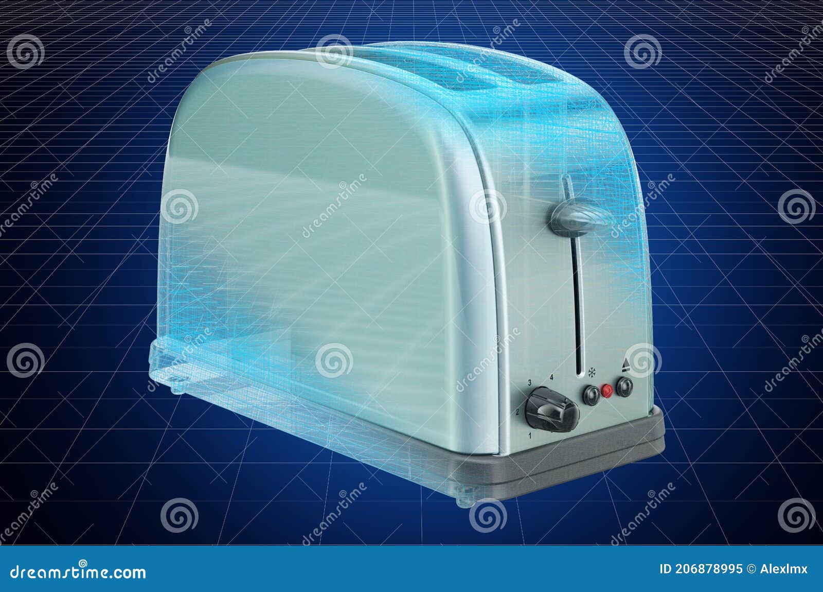 Visualization 3d Cad Model of Toaster, Blueprint. 3D Rendering Stock ...