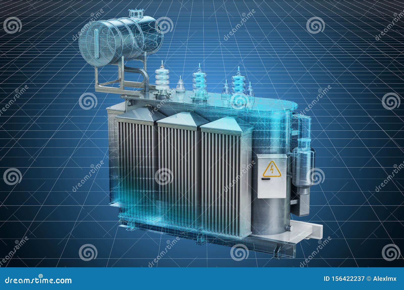 Visualization 3d Cad Model of Transformer Oil, High Voltage Power ...