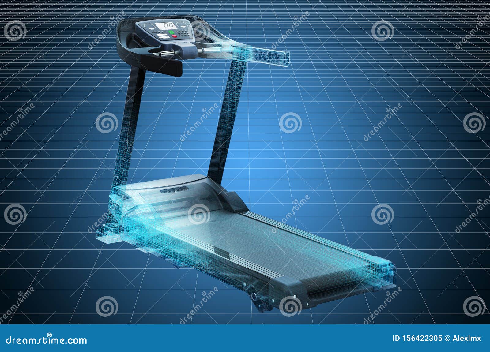 Visualization 3d Cad Model of Treadmill, Blueprint. 3D Rendering Stock ...
