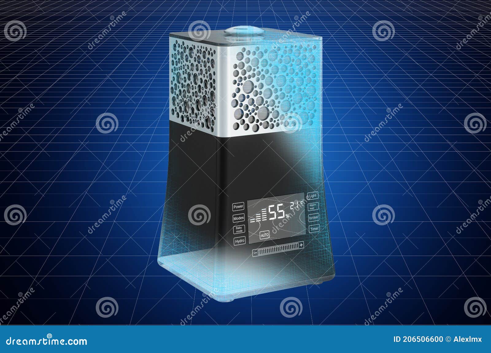 Visualization 3d Cad Model of Ultrasonic Humidifier, Blueprint. 3D ...