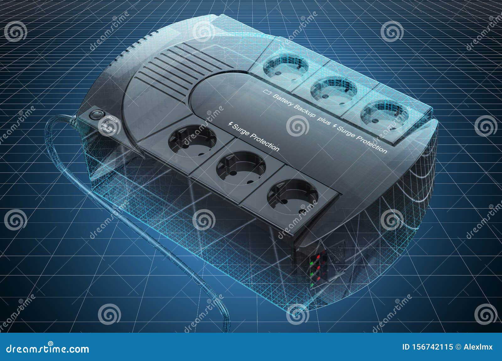 Visualization 3d Cad Model Of Uninterruptible Power Supply, Blueprint ...