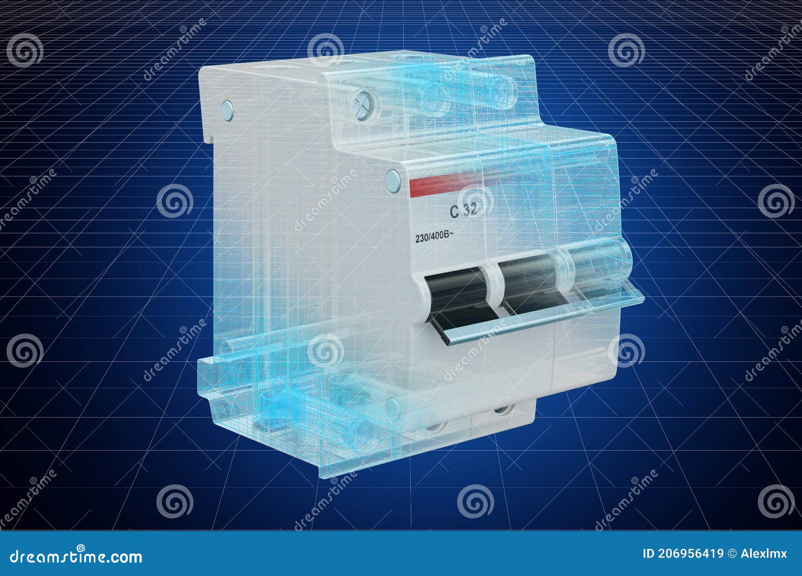 Visualization 3d Cad Model Of Three-pole Miniature Circuit Breaker ...