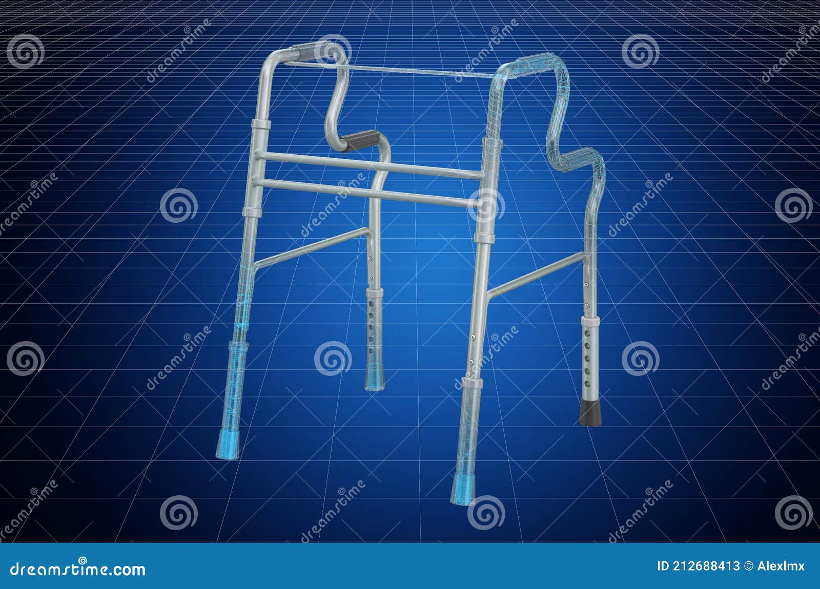 Visualization 3d Cad Model of Walking Frame, Blueprint. 3D Rendering ...