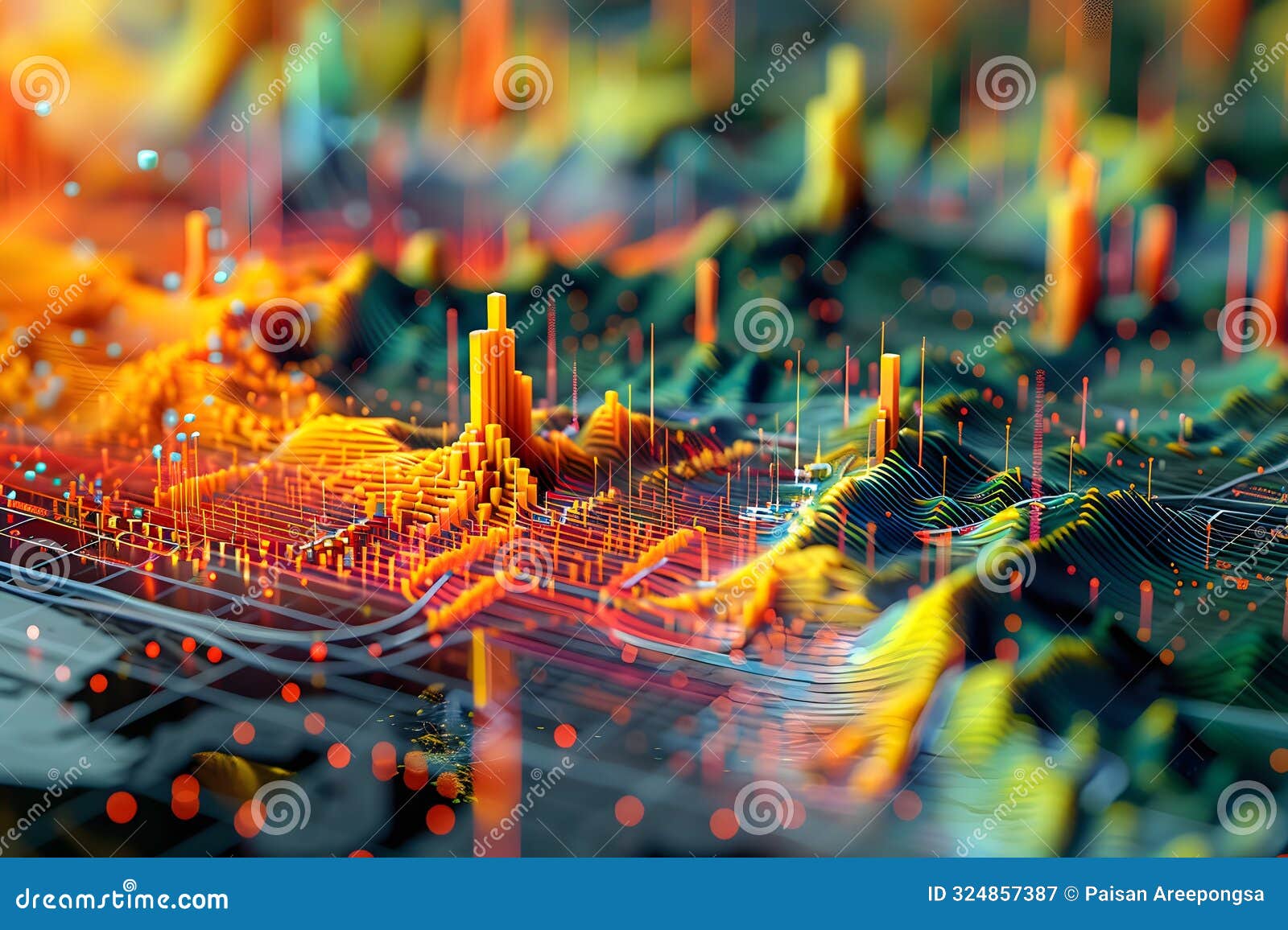 A Visualization of Data Points, Charts, and Graphs Stock Illustration ...