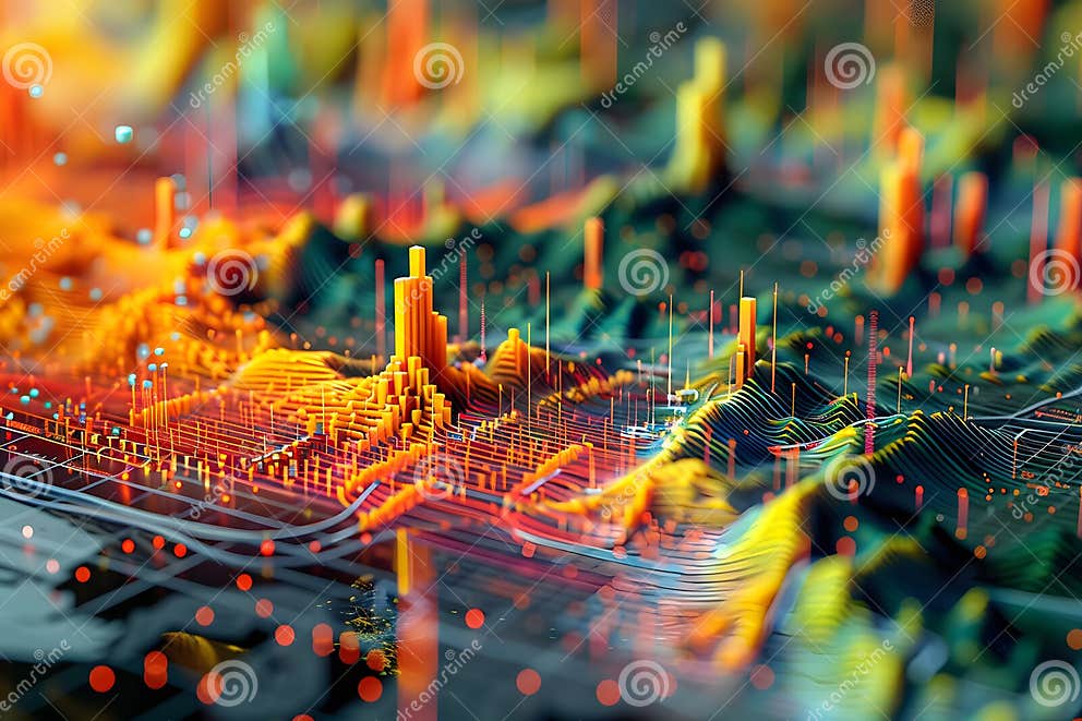 A Visualization of Data Points, Charts, and Graphs Stock Illustration ...