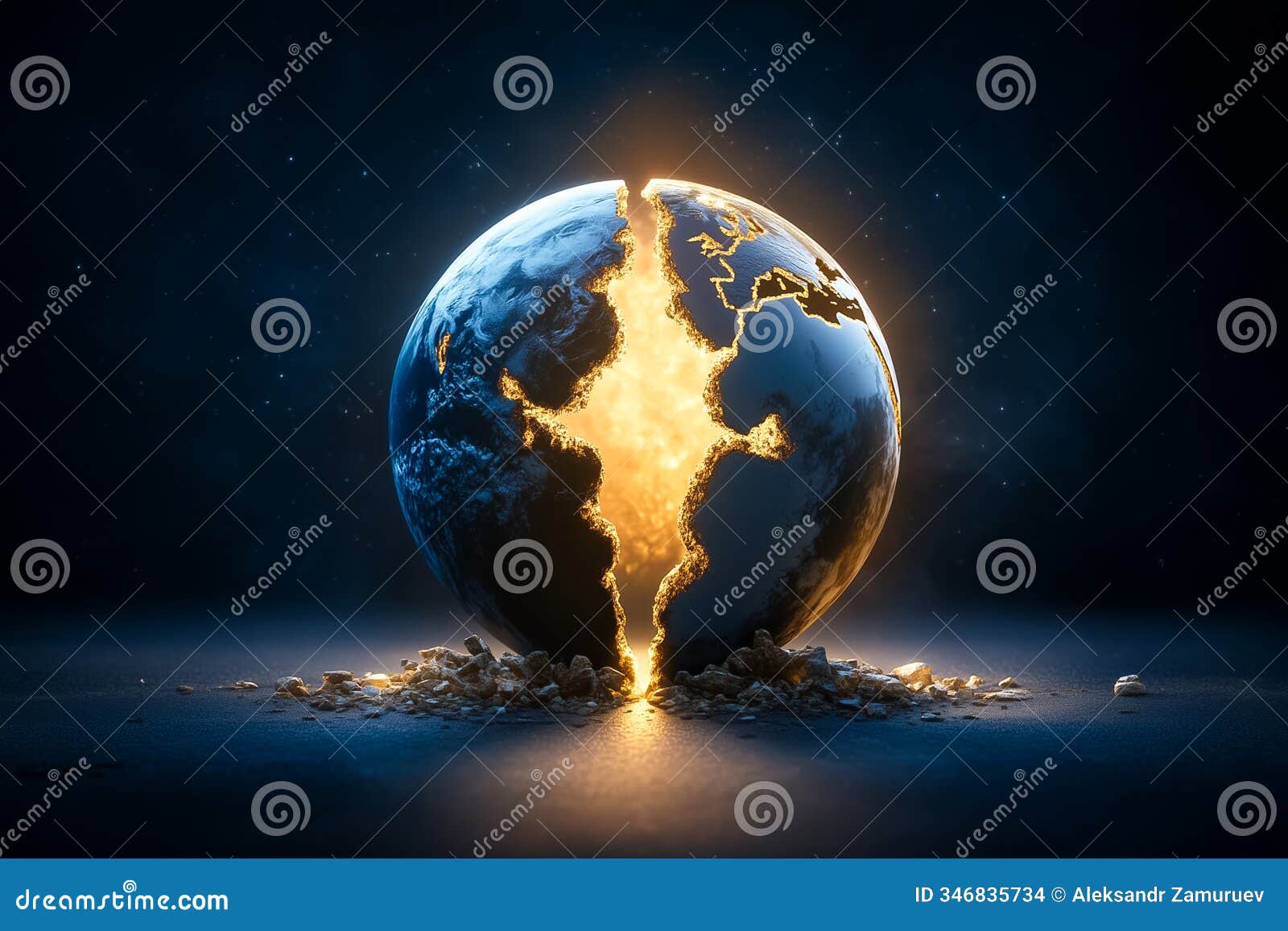 A Visualization Depicts Earth Split in Two, Revealing a Glowing Core ...