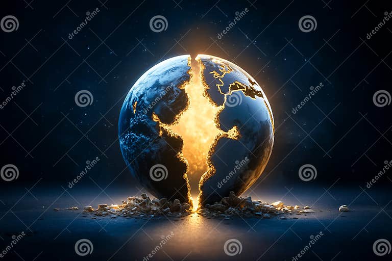 A Visualization Depicts Earth Split in Two, Revealing a Glowing Core ...
