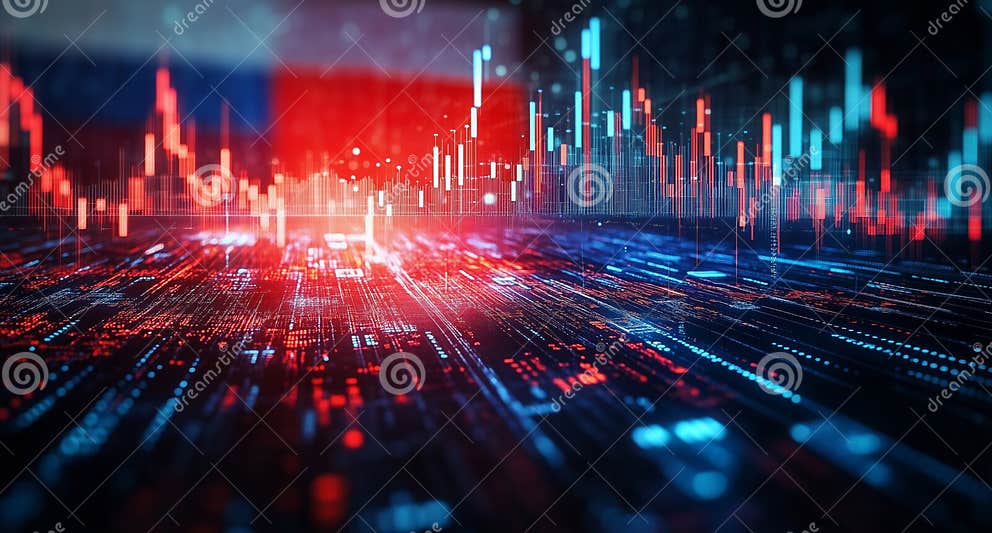 Visualization of Digital Data Trends with Abstract Graphics in Blue and ...