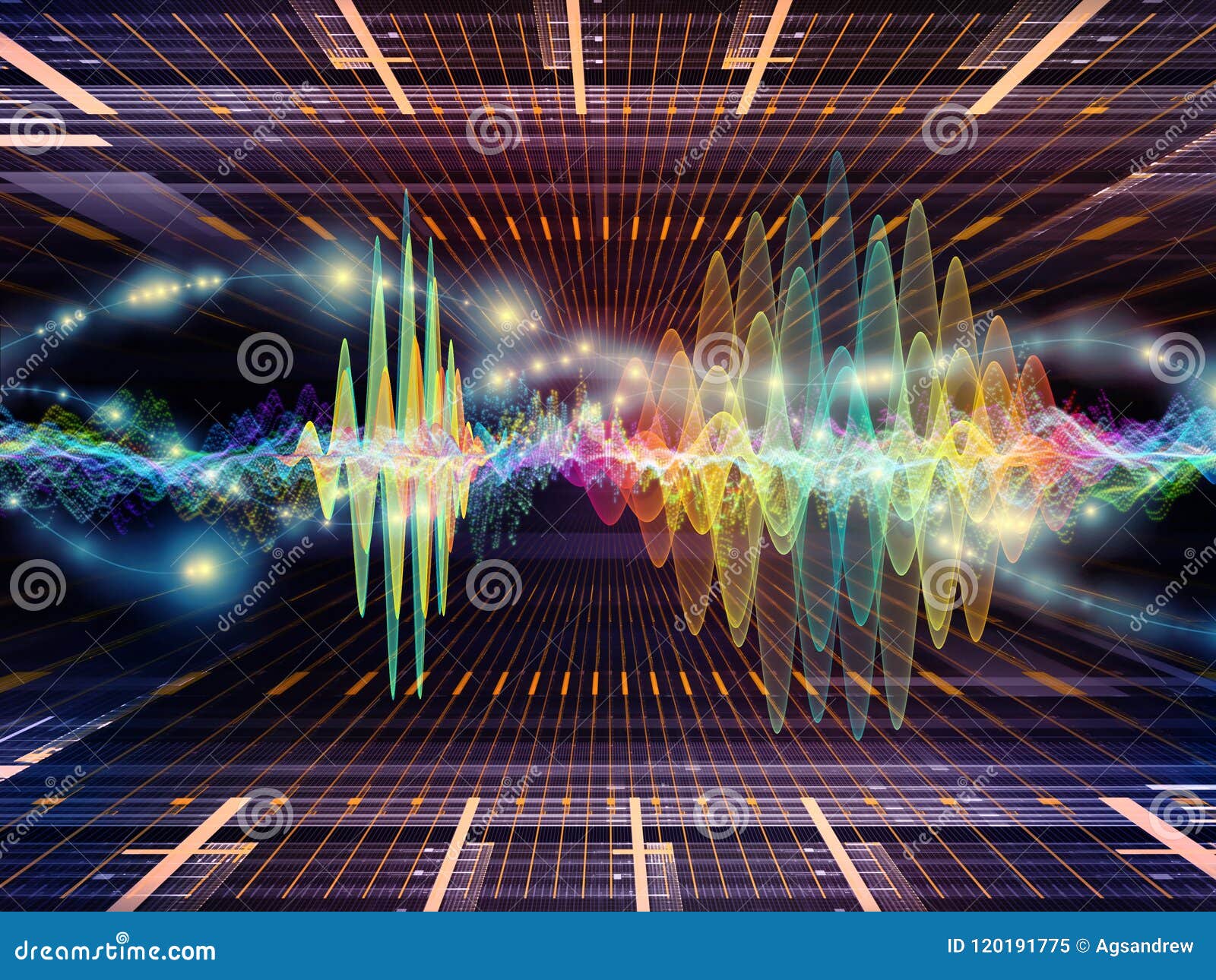 Visualization of Digital Oscillation Stock Illustration - Illustration ...