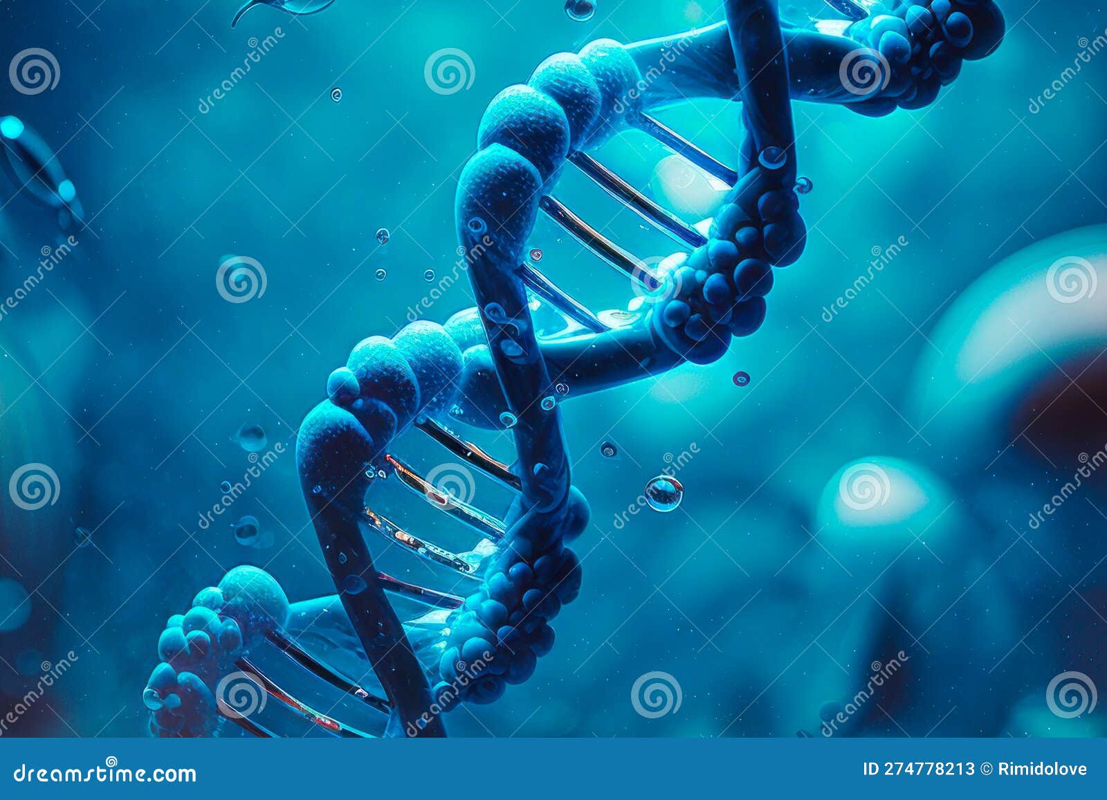 Visualization of DNA Helix in Bodily Fluid. Generative AI Stock ...