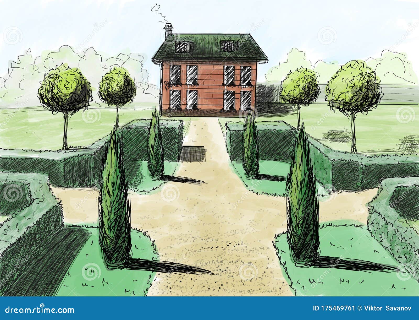 Landscape Architecture Design Plan in the Courtyard of the Villa ...