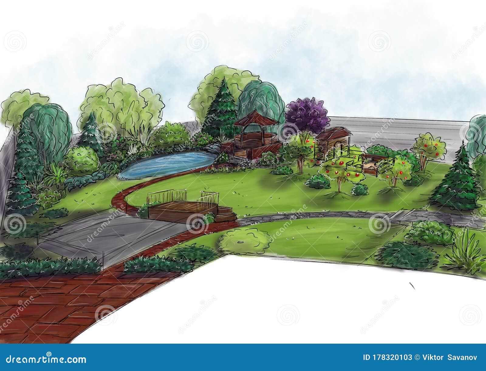 Landscape Architecture Design Plan in the Courtyard of the Villa ...