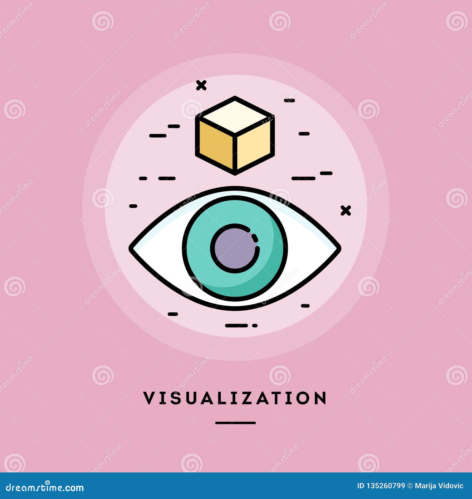 Visualization, Flat Design Thin Line Banner. Vector Illustration. Stock ...