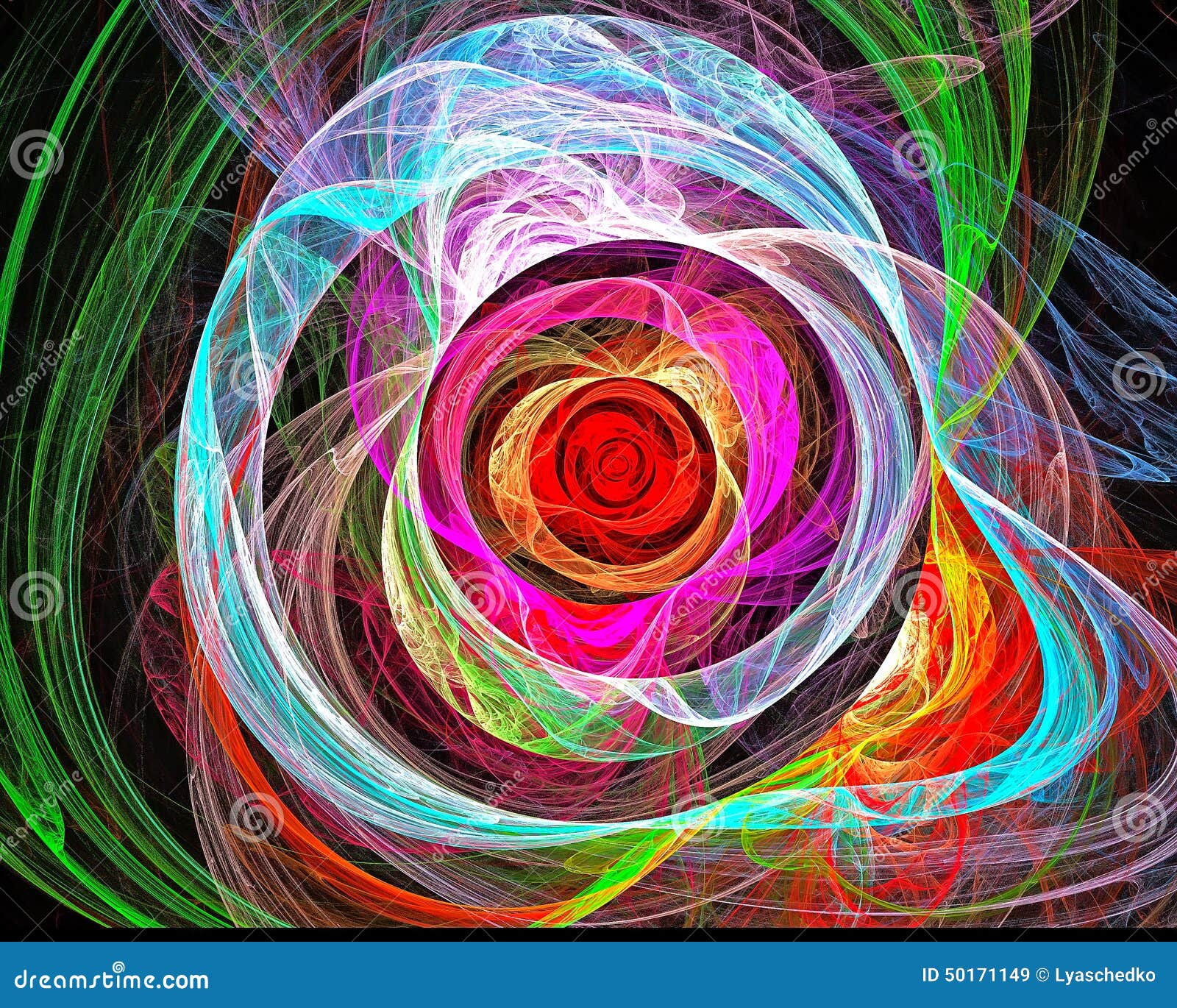 Visualization of Fractal Vortex of Colored Lines. Stock Illustration ...