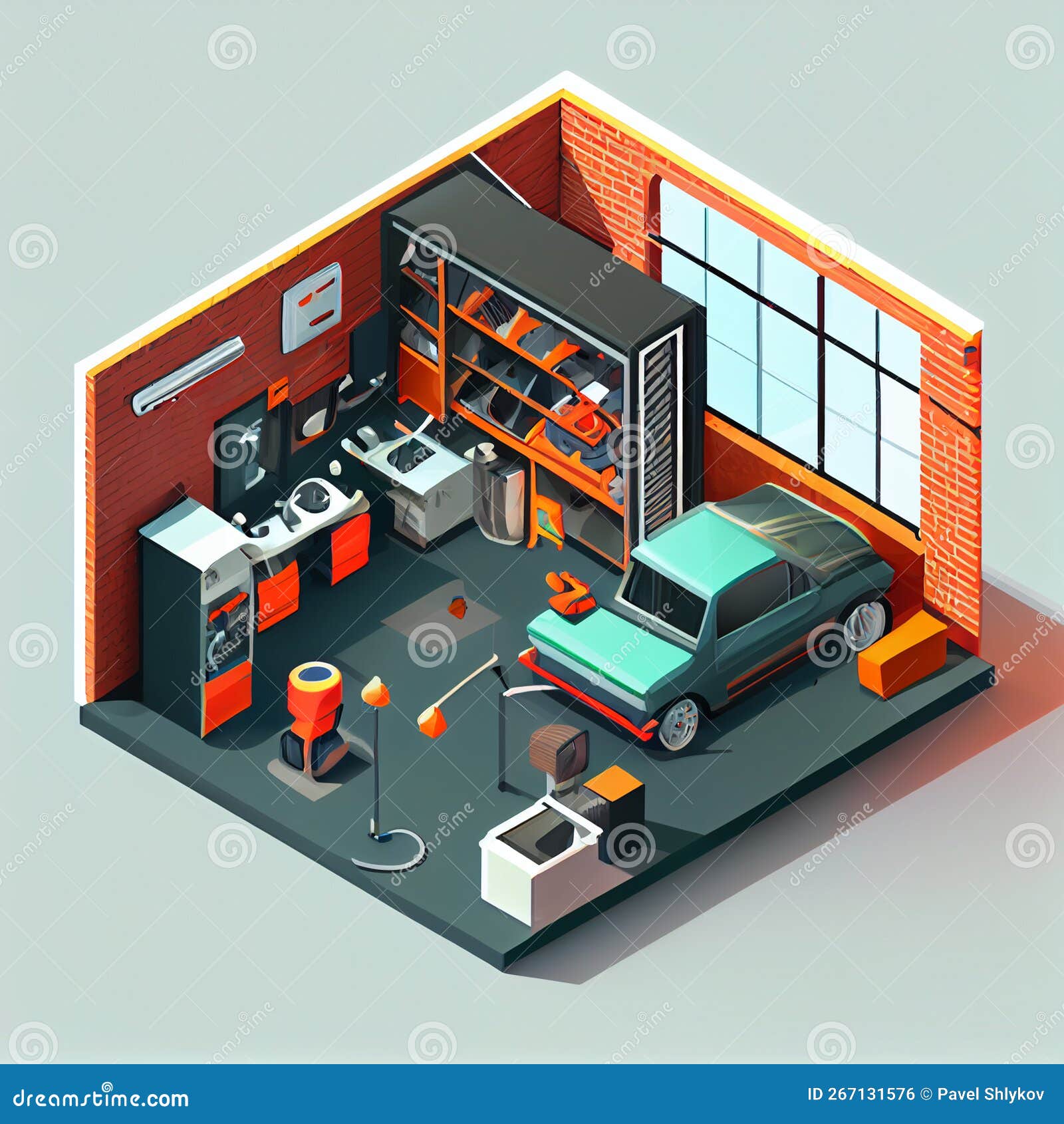 Visualization of Garage 3d, Isometric Stock Illustration - Illustration ...