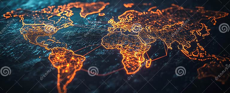 Visualization of Global Network Connections Using Glowing Lines Linking Floating Data Nodes and ...