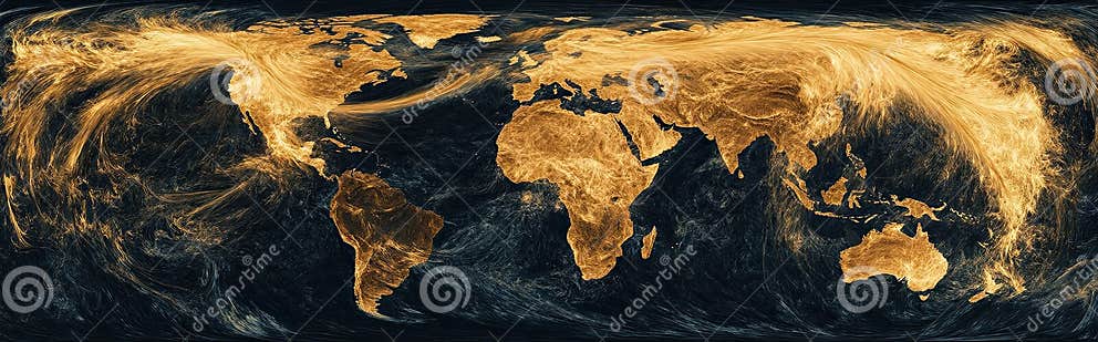 Visualization of Global Wind Patterns Illustrating World Speed and ...