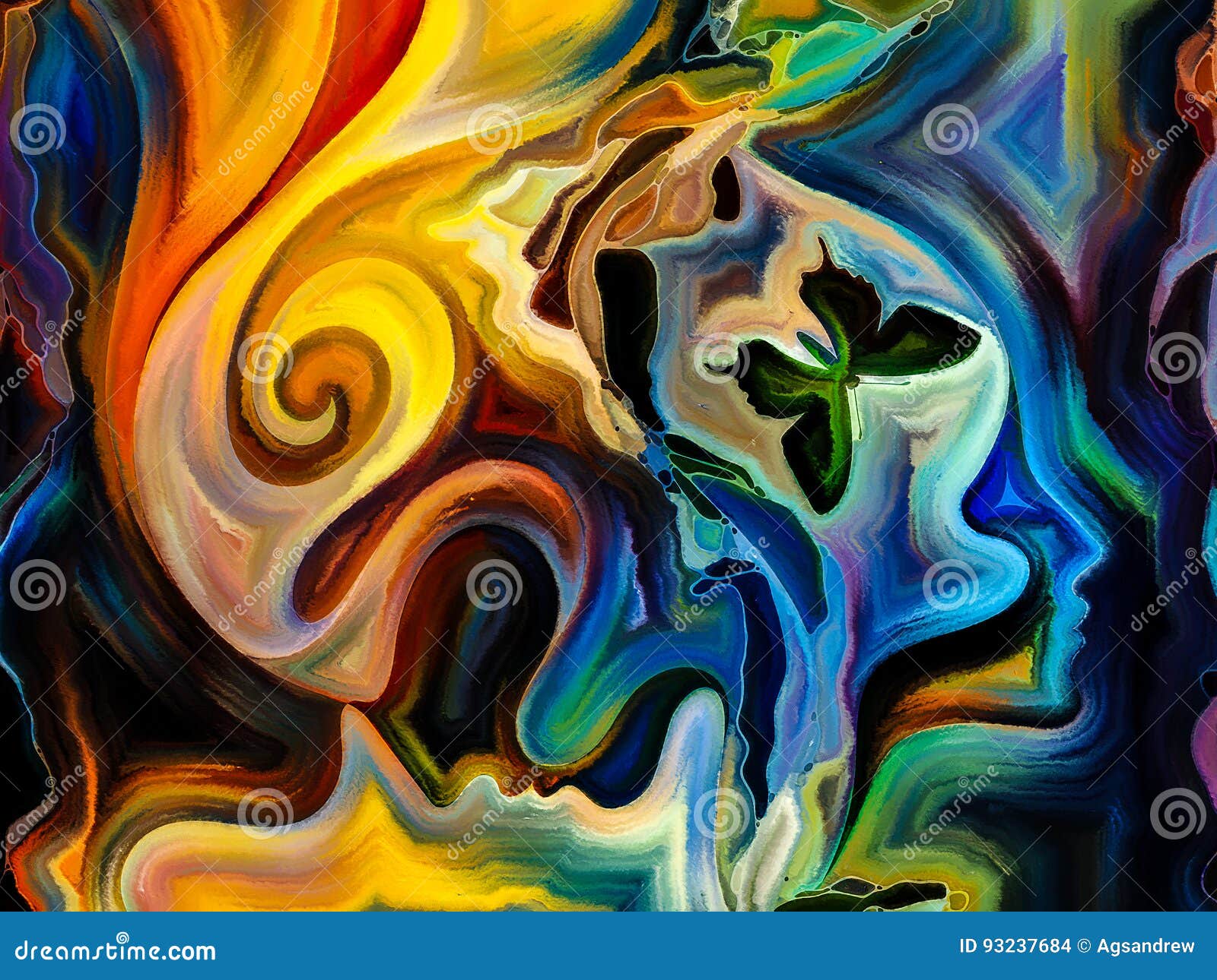 Visualization of Inner Paint Stock Illustration - Illustration of head ...