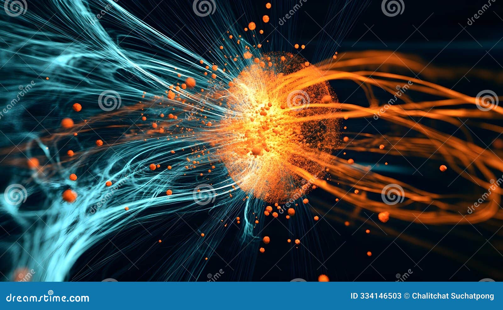 Uranium Fission Event Releasing Powerful Nuclear Energy and Particle ...