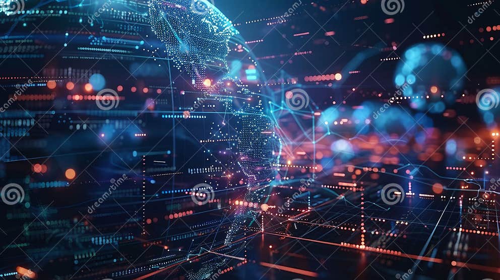 Visualization of Interconnected Data Points and Secure Networks on a Digital Globe Symbolizing ...