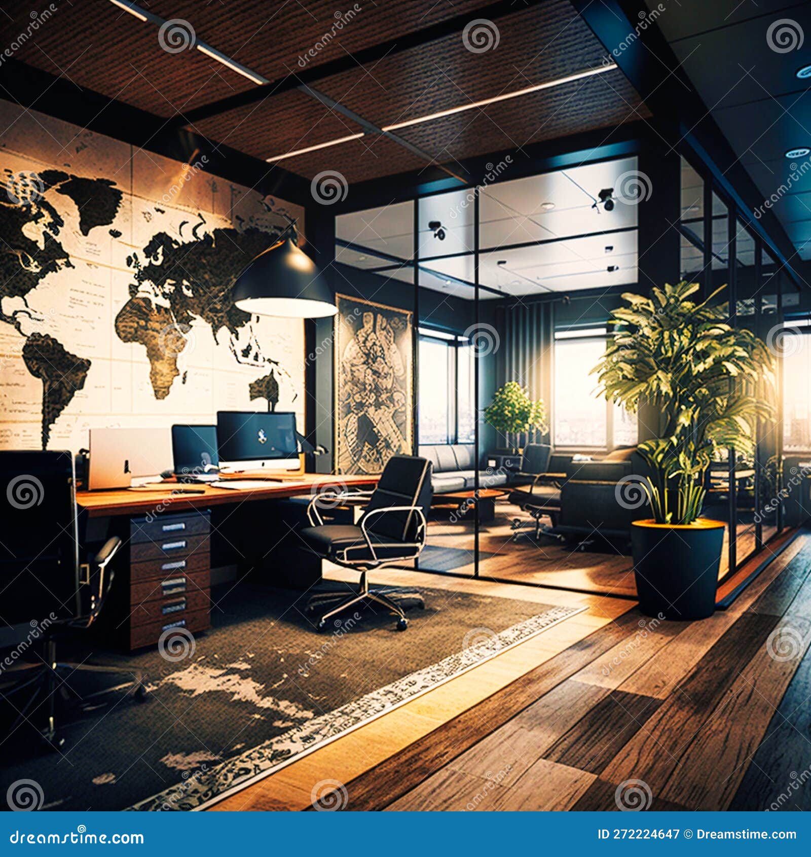 Visualization of the Interior of a Modern Office, Generative AI Stock ...