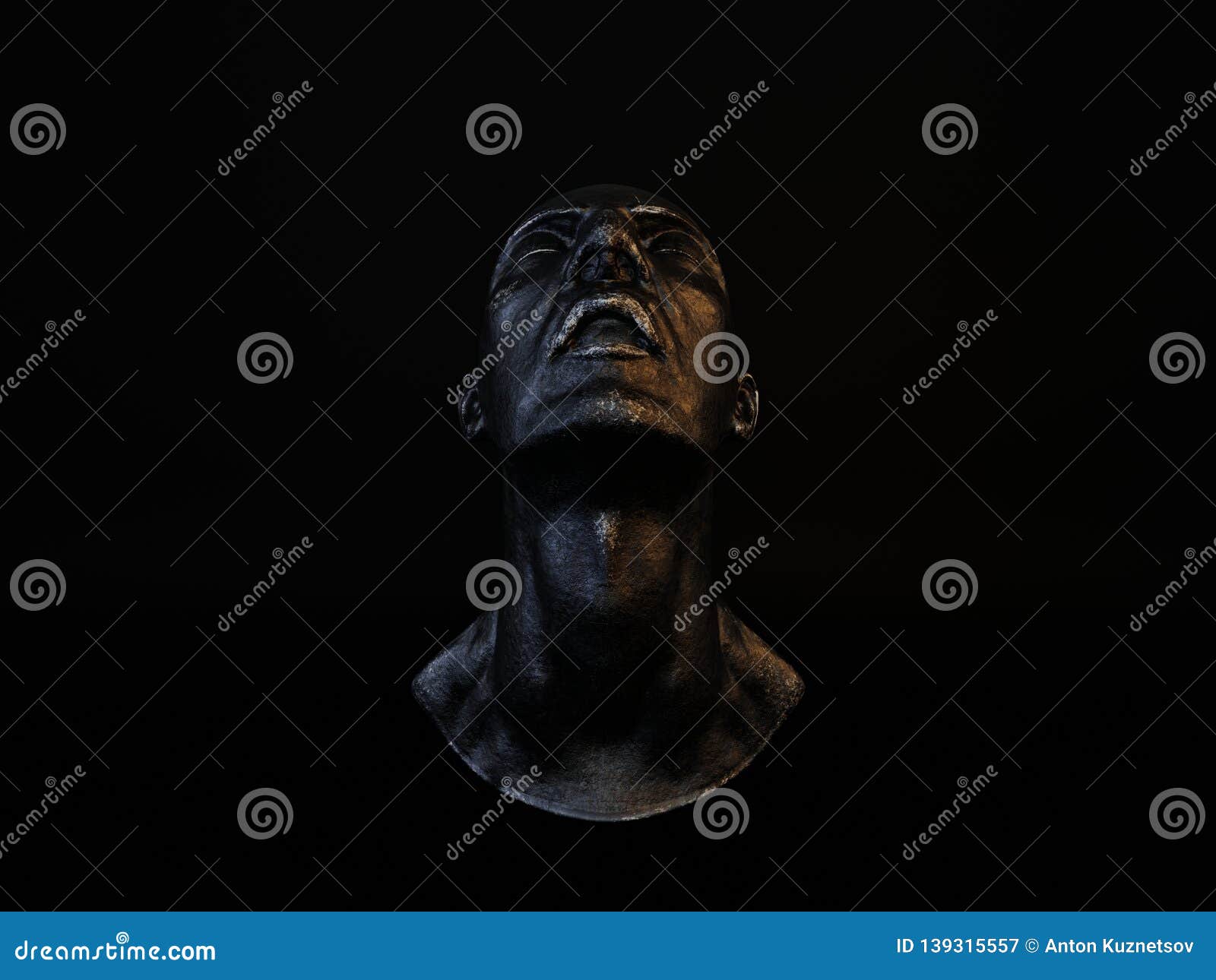 Visualization of Metal Face Sculpture 3D Illustration Stock ...