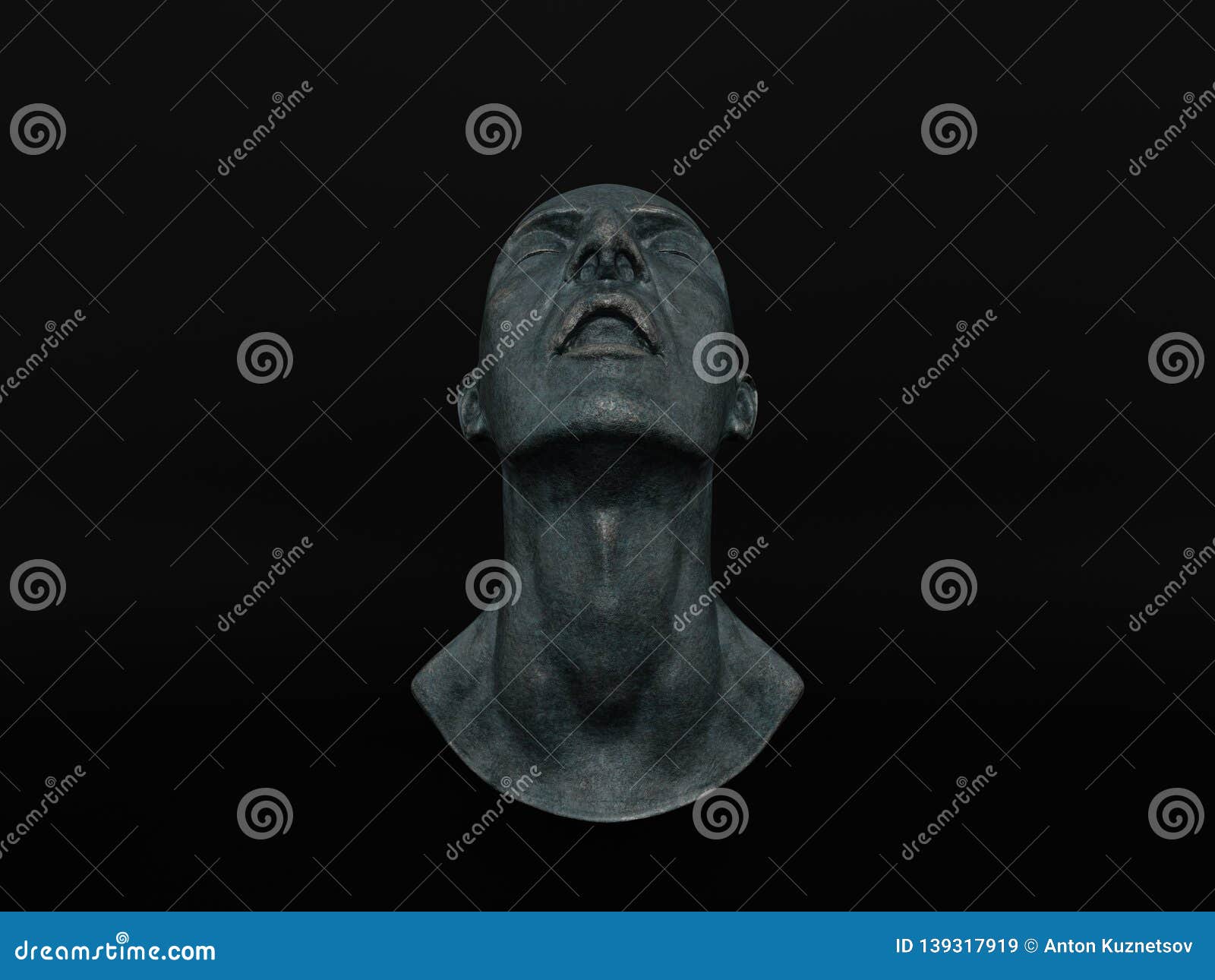 Visualization of Metal Face Sculpture 3D Illustration Stock ...