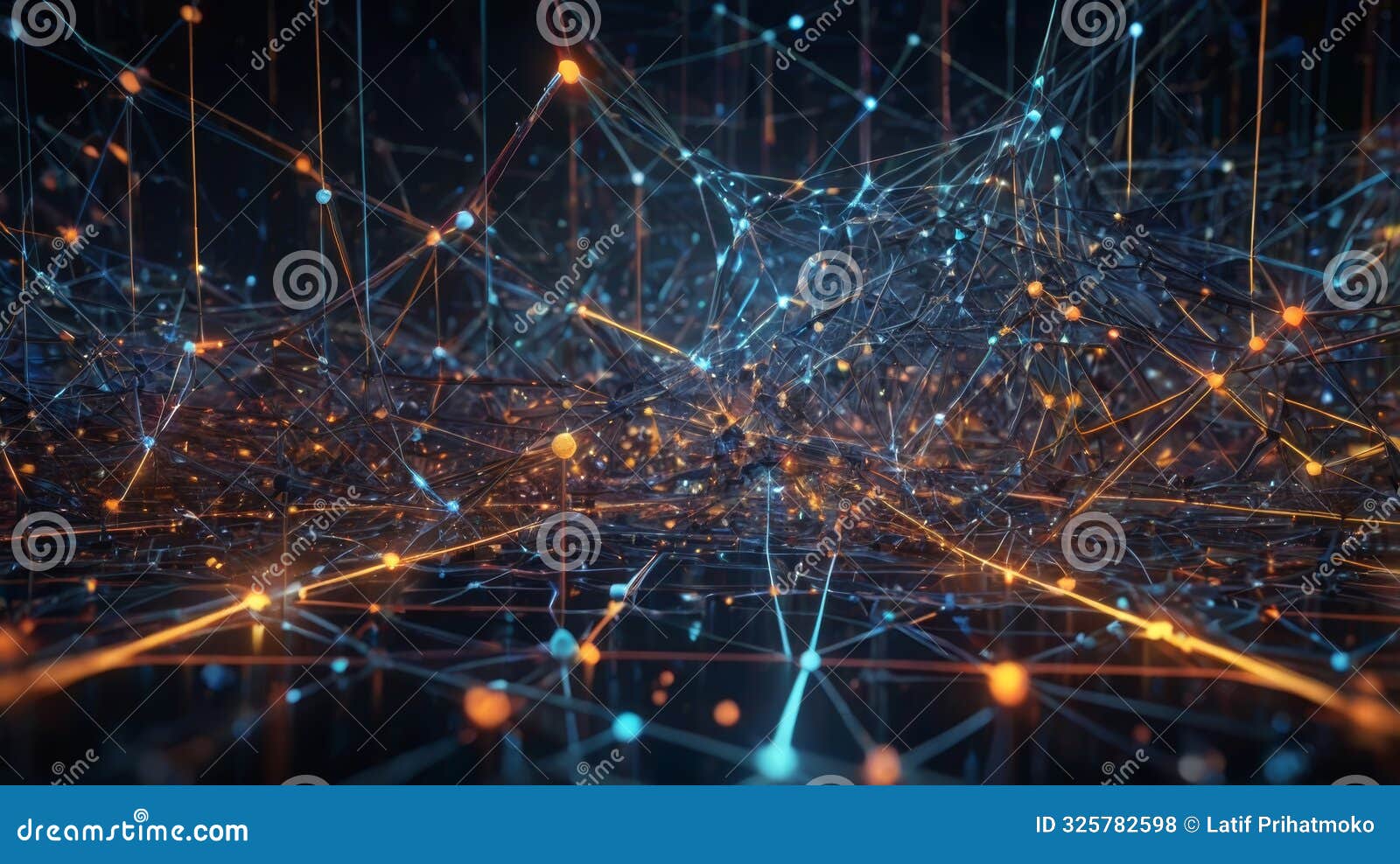 Visualization Of Neural Network Mesh With Glowing Nodes And Connections Symbolize Complexity Of
