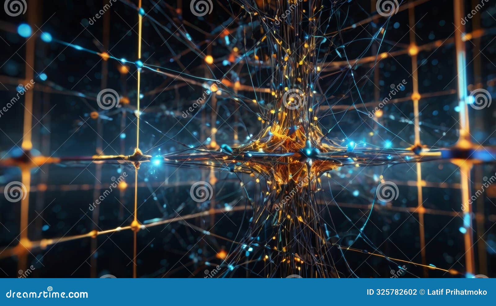 Visualization Of Neural Network Mesh With Glowing Nodes And Connections Symbolize Complexity Of