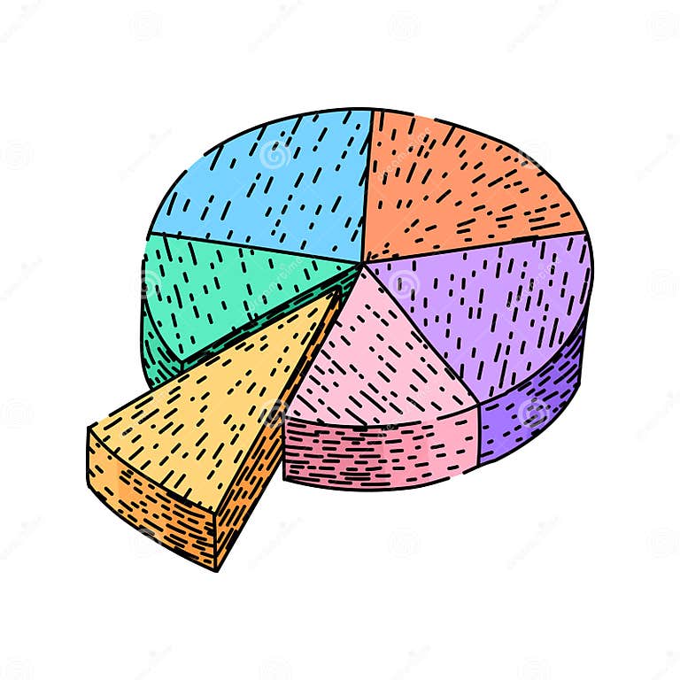 Visualization Pie Chart Sketch Hand Drawn Vector Stock Illustration ...
