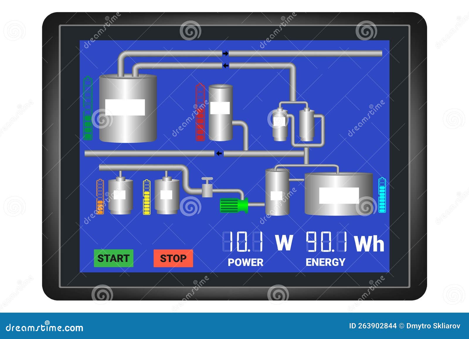 Visualization Of The Production Process On The Control Panel. Vector ...