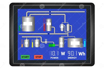 Visualization of the Production Process on the Control Panel. Vector ...