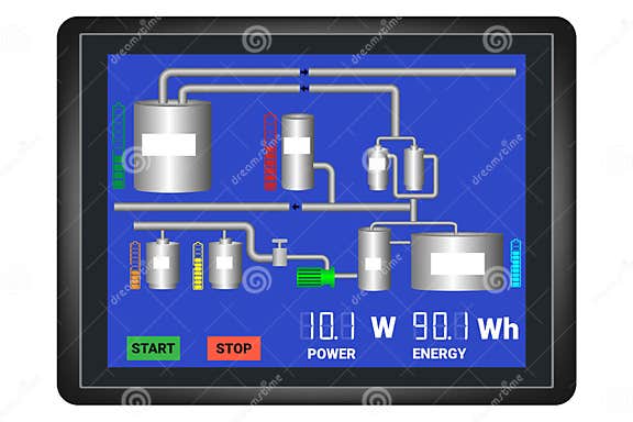 Visualization of the Production Process on the Control Panel. Vector ...
